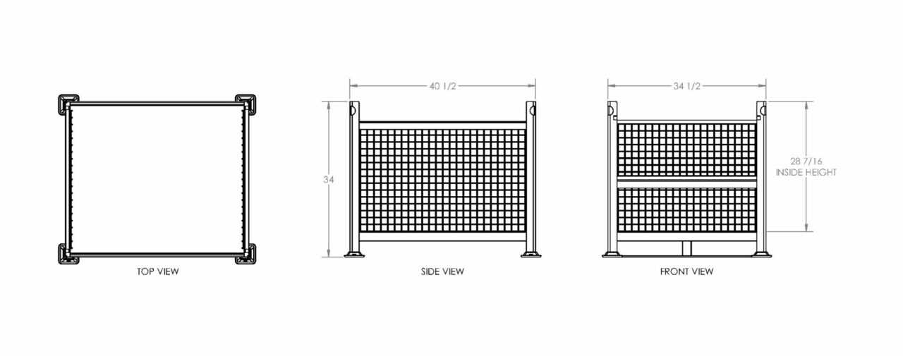 Rigid Wire Mesh Steel Bin – 2 Gates HD Flyable with Runners
