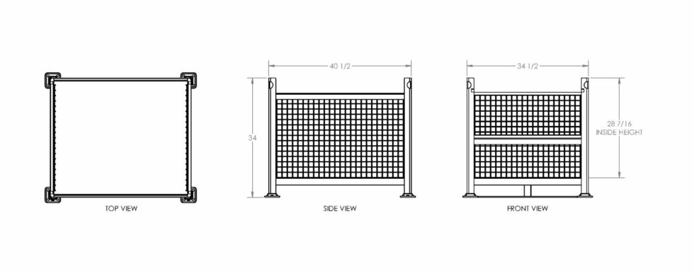 Rigid Wire Mesh Steel Bin – 2 Gates HD Flyable with Runners